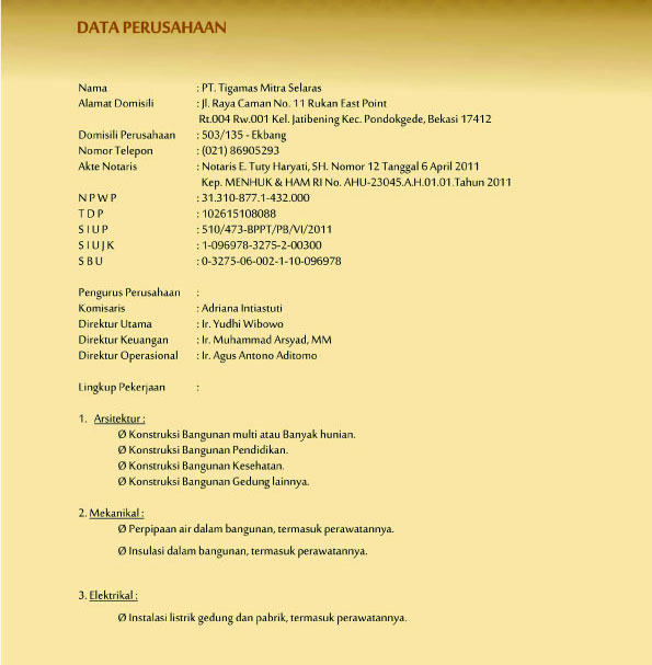 Data Perusahaan - Tigamas